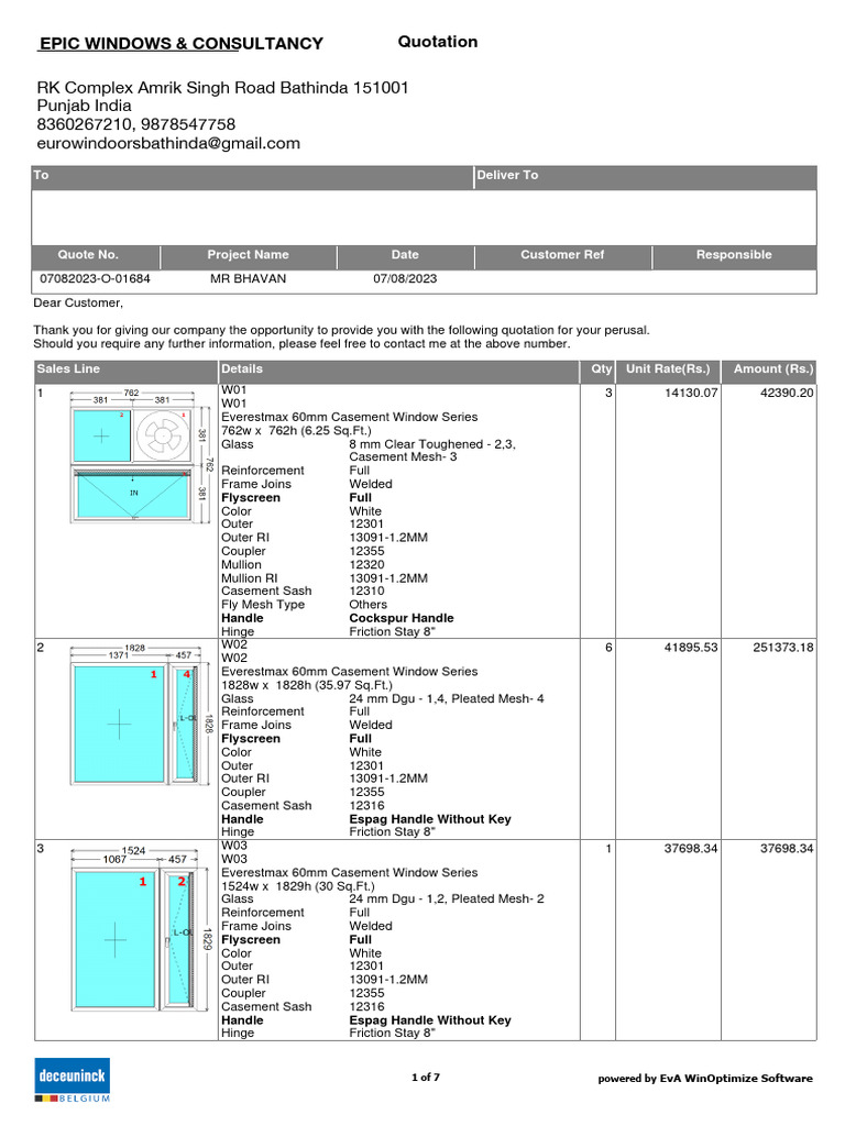 Casement Window Quotation | PDF | Window | Warehouse