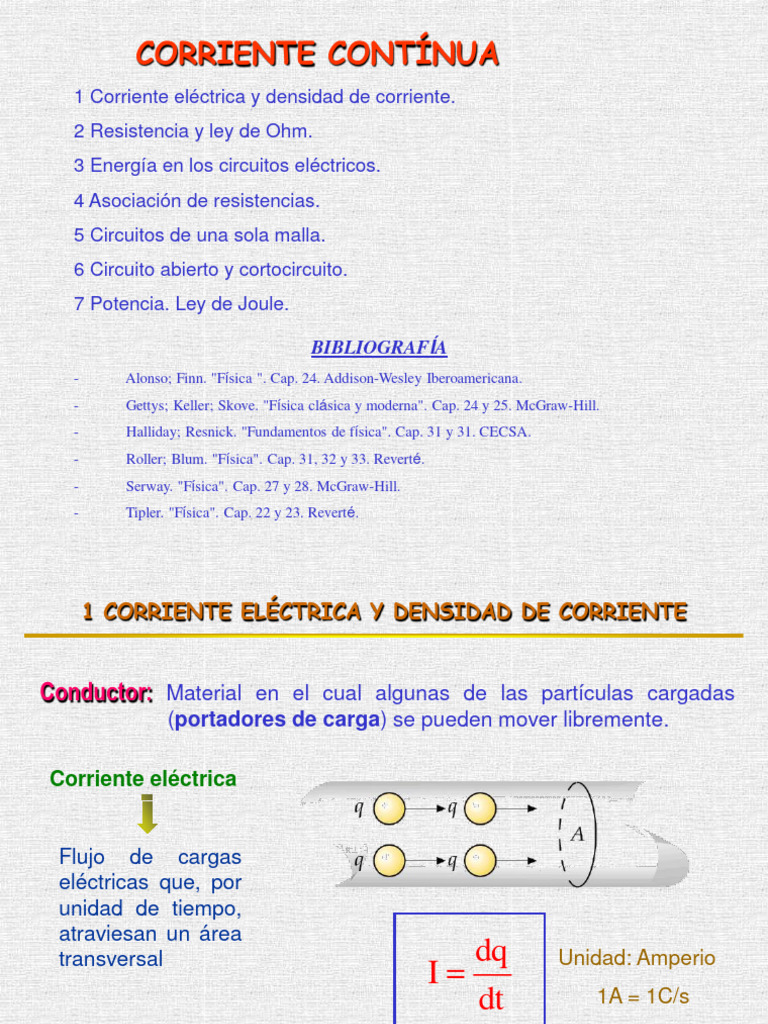 Corriente Continua | PDF | Resistencia Eléctrica y Conductancia | Corriente eléctrica