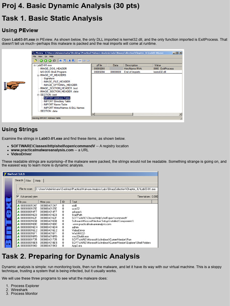 Proj 4. Basic Dynamic Analysis (30 PTS) | PDF | Domain Name System ...