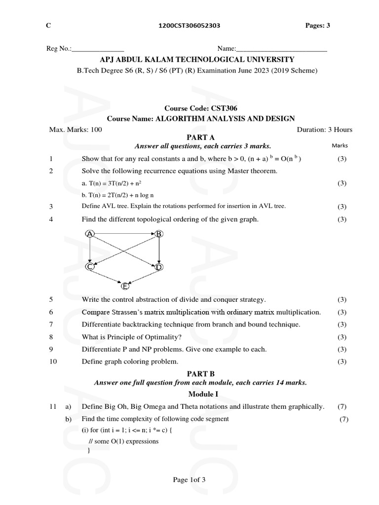 2023 June CST306-C | PDF | Time Complexity | Applied Mathematics