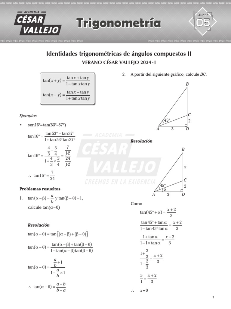 T - VCV - Dir - Sem 05 | PDF | Trigonometría | Geometría Elemental