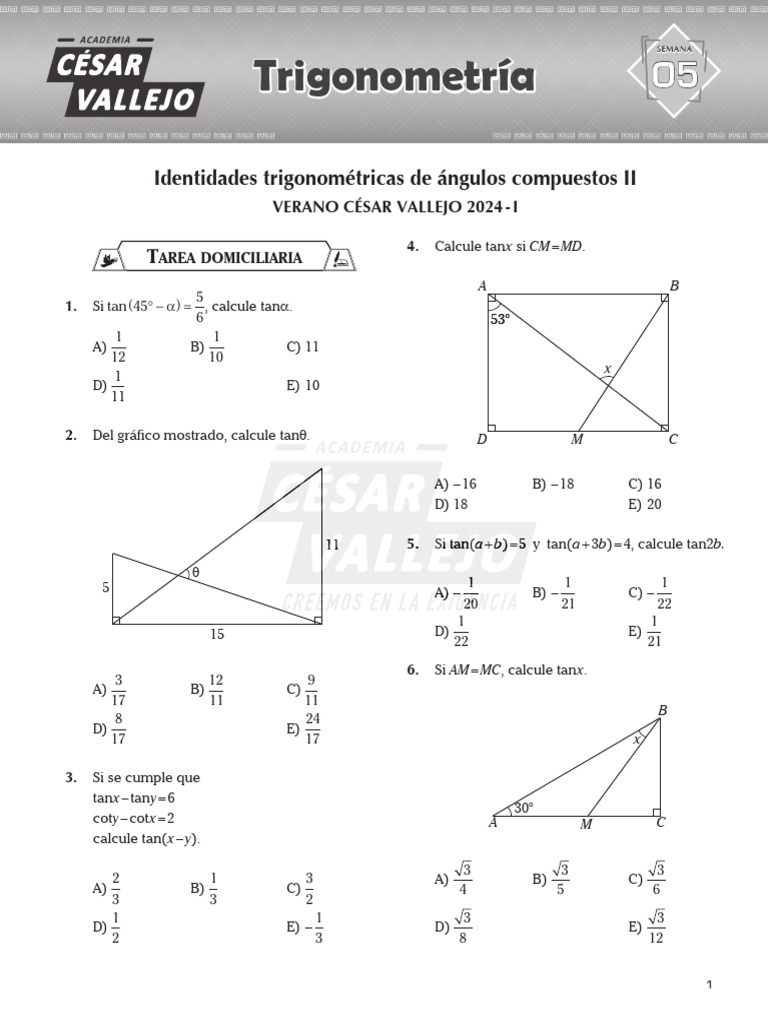 Ejercicios de Trigonometría Avanzada | PDF