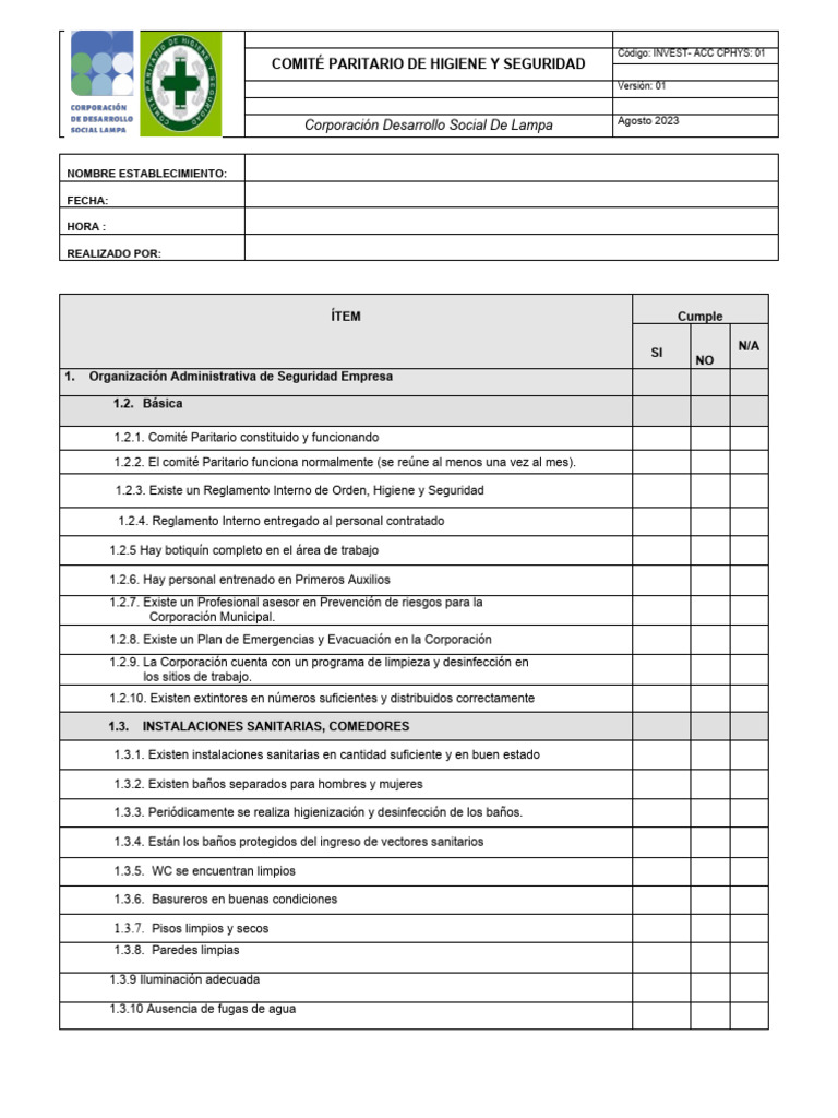 For 02 Inspeccion Cphys | PDF | Higiene | Residuos