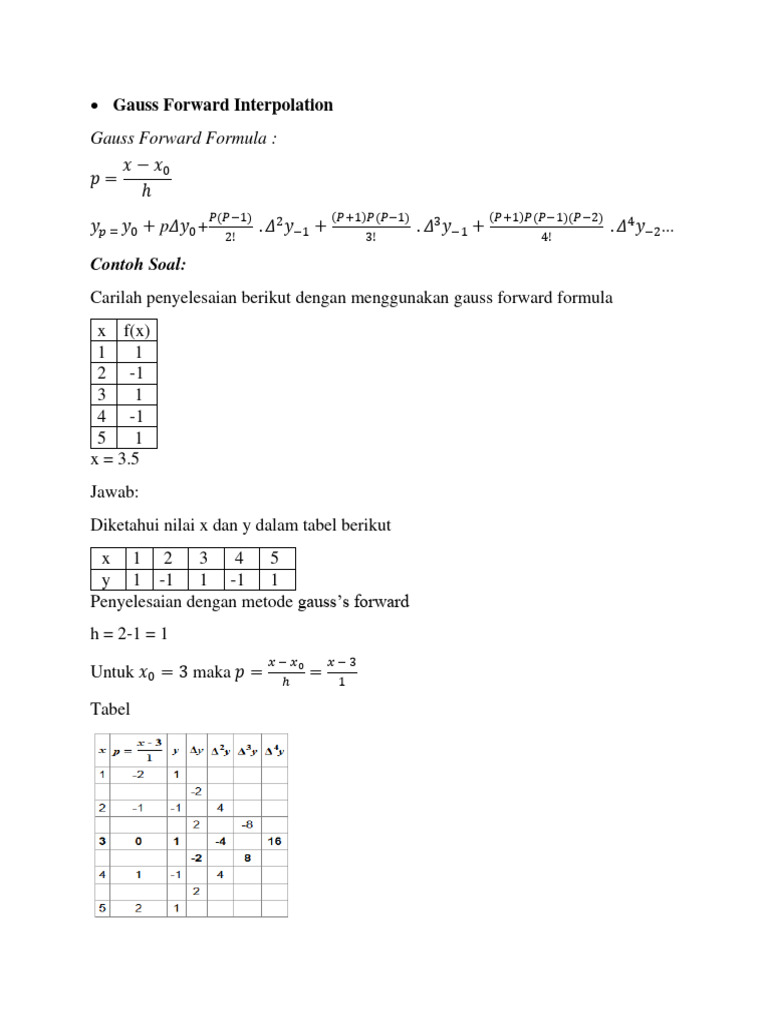 Gauss Forward, Backward Interpolation, Dan Bessel | PDF | Metode & Bahan Ajar
