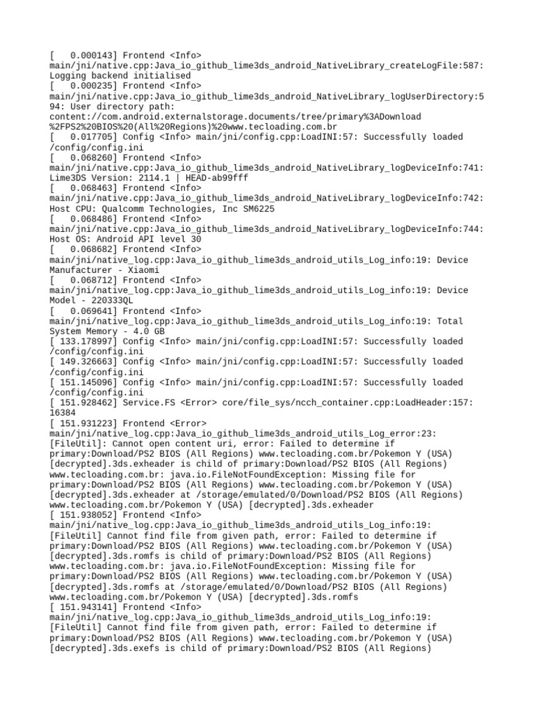 Lime3DS Android Logging Report | PDF | Computer Science | System Software