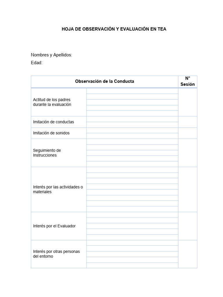 Hoja de Observación y Evaluación en Tea (To) | PDF | Ciencia y matemáticas