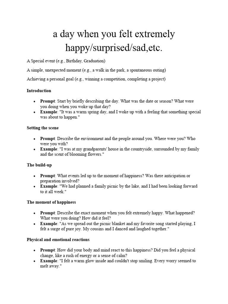 NC2-24E - Session 10 - A DAY YOU FELT EXTREMELY HAPPY | PDF | Happiness | Feeling