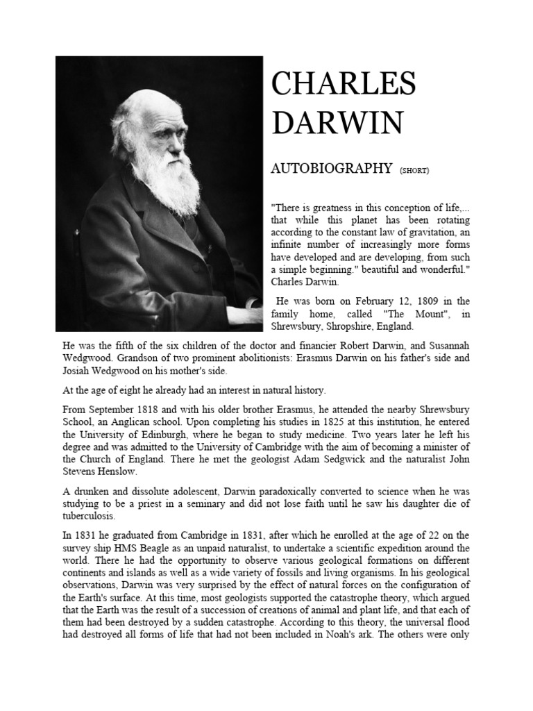 Autobiography Charles Darwin | PDF | Charles Darwin | On The Origin Of Species