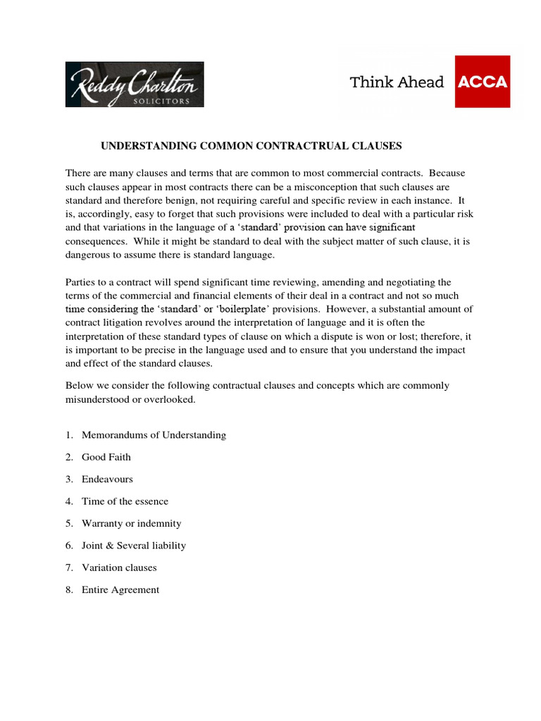 BR 1 Commercial - Common Contractual Clauses | PDF | Indemnity | Breach ...