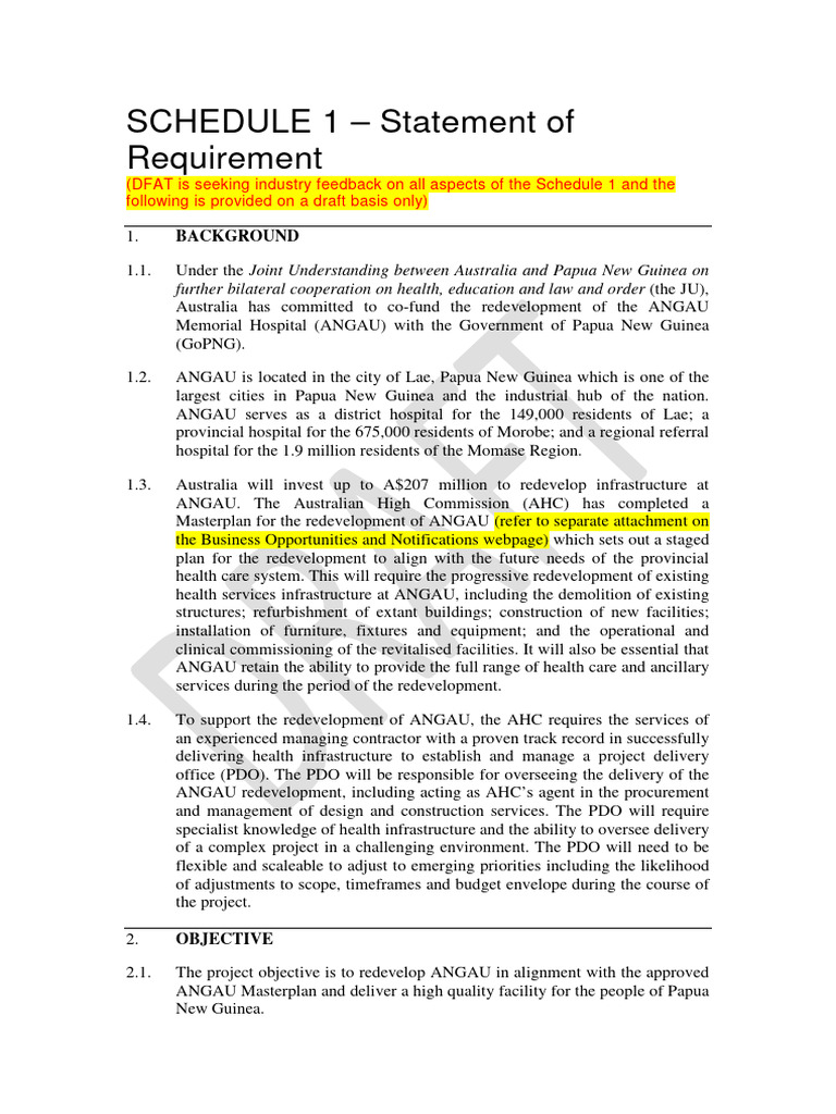 Angau Project Delivery Office Schedule 1 | PDF | Procurement | Risk ...