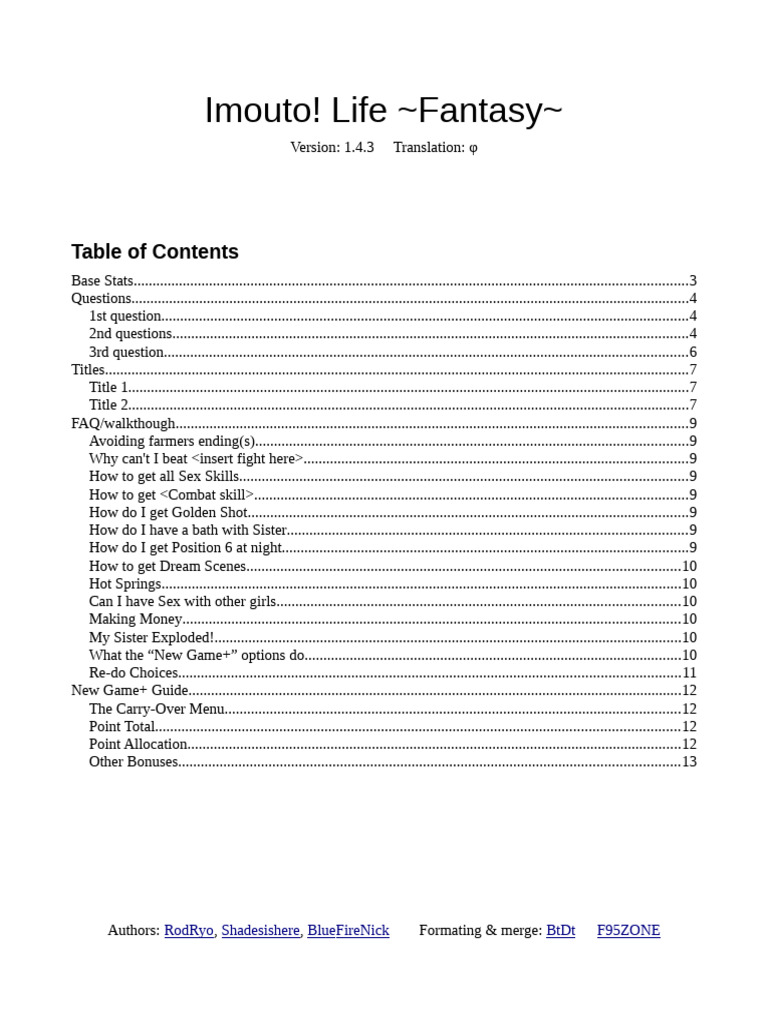 Imouto Life Fantasy v1.4.3TL F | PDF