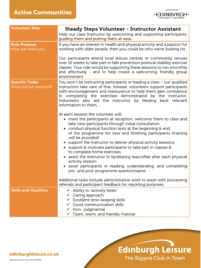 Steady Steps Volunteer Role Descriptor | PDF | Career & Growth