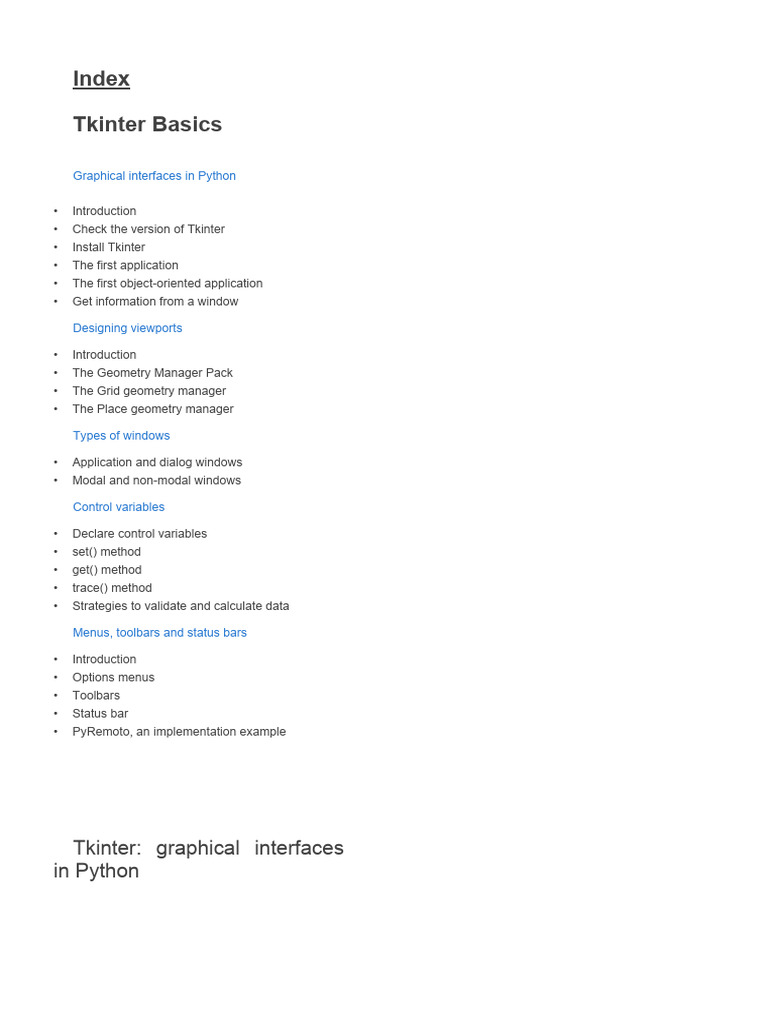 Tkinter Guide | PDF | Data Type | Window (Computing)