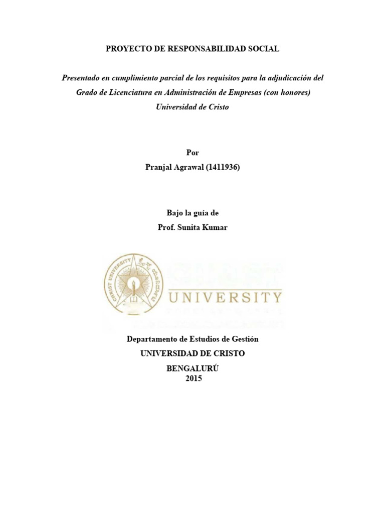 Proyecto de Responsabilidad Social | PDF | Organización no gubernamental | Responsabilidad ...