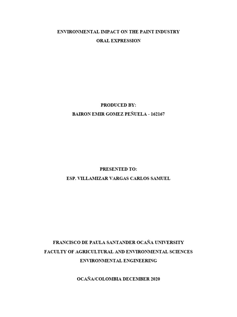 Environmental Impact On The Painting Industry | PDF | Paint | Pollution