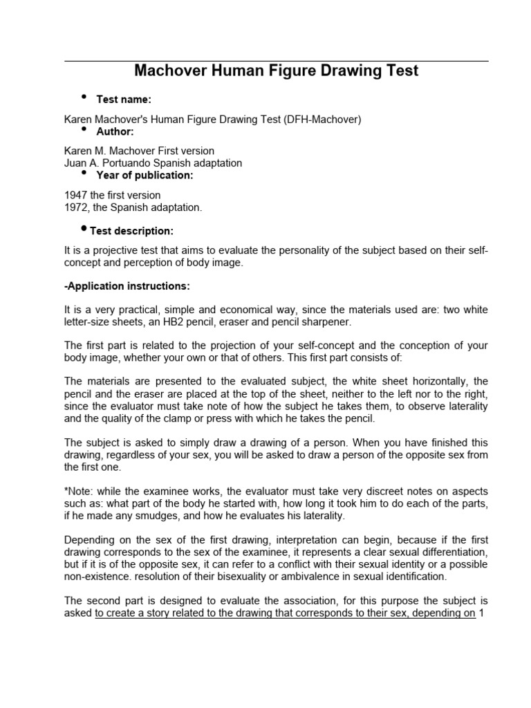 Machover Human Figure Drawing Test | Download Free PDF | Aggression ...