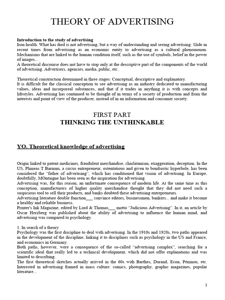 Advertising Theory | PDF | Advertising | Propaganda
