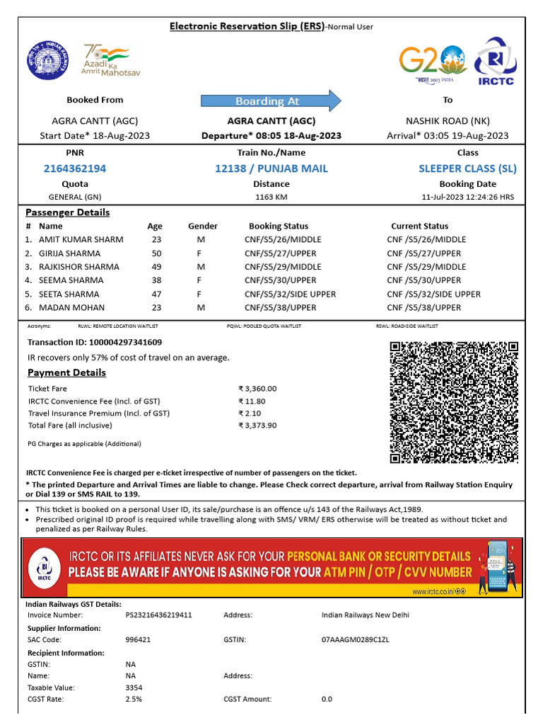 Nashik TIcket | Download Free PDF | Identity Document