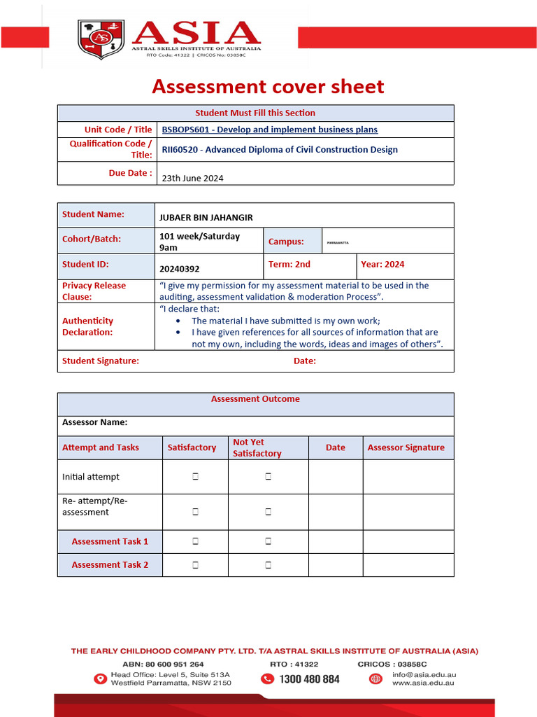 BSBOPS601 Student Assessment Tasks 001 | PDF | Business Plan | Supply Chain