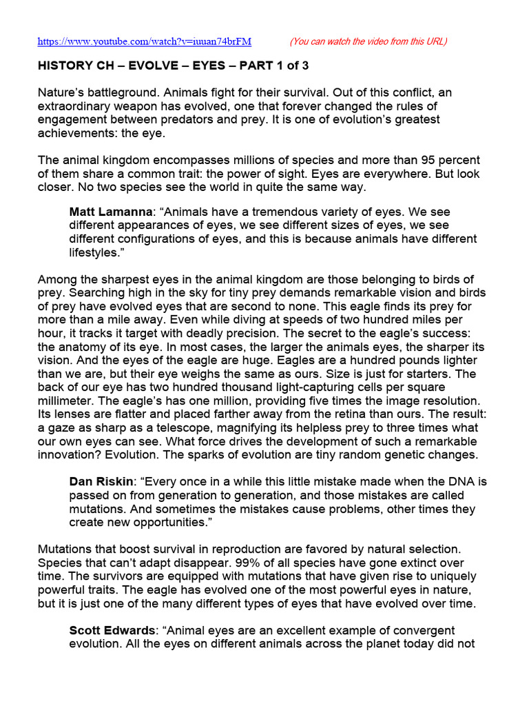 Evolve Eyes Episode 1 | PDF | Eye | Evolution