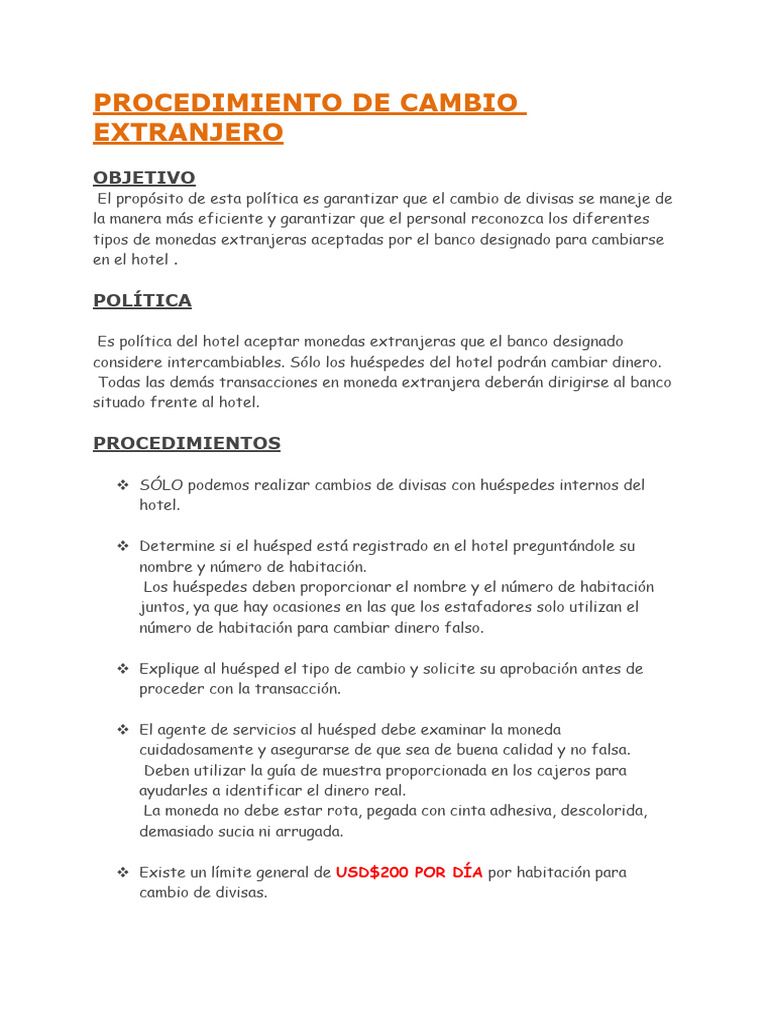 Manejo Adecuado de Divisas: Una Guía Detallada para Los Procedimientos ...
