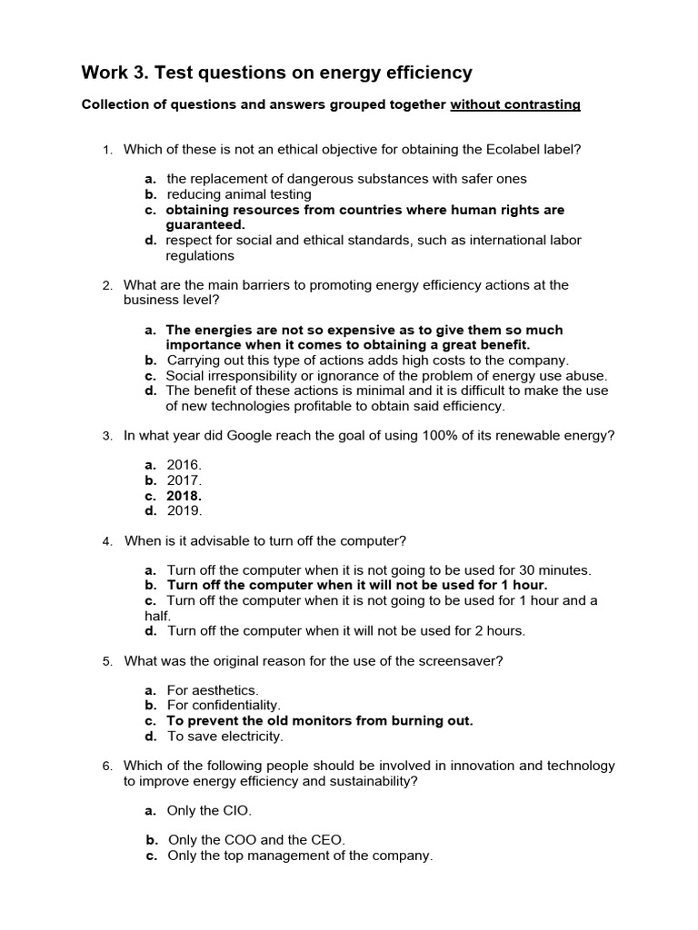 Student Test Questions Job 3 Energy Efficiency | PDF | Data Center ...