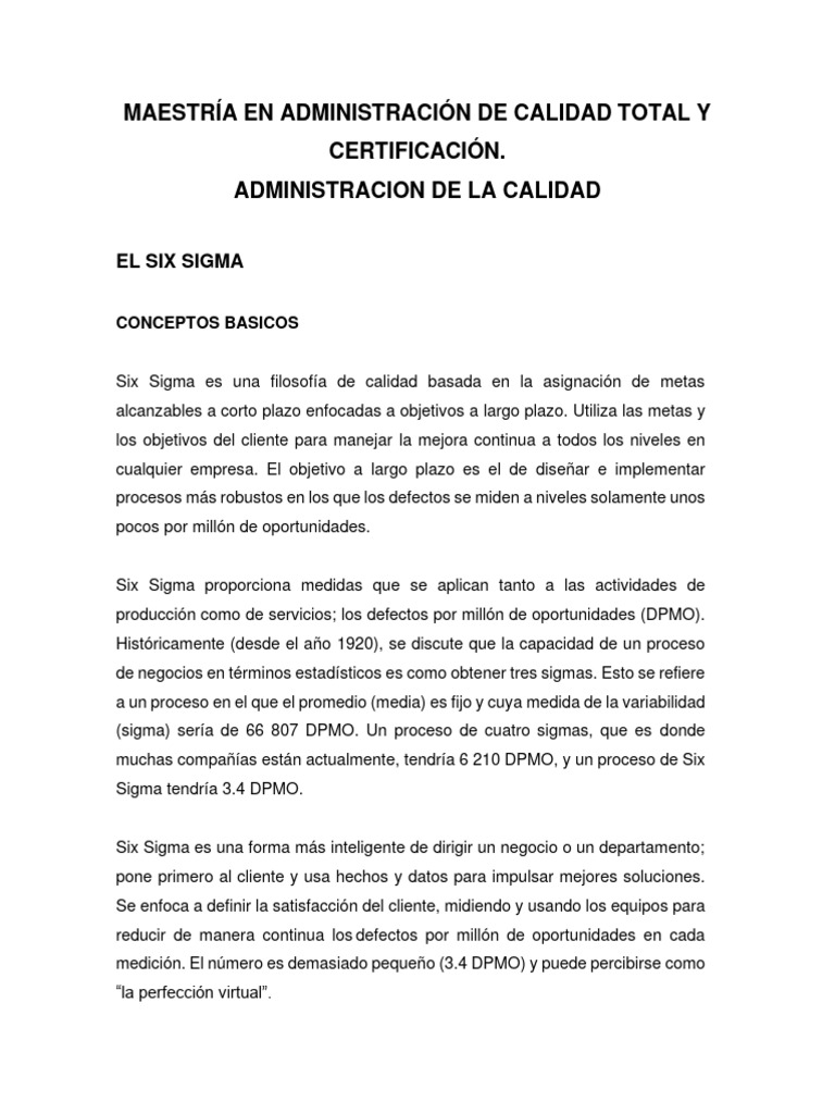 Modulo V El Six Sigma | PDF | Six Sigma | Calidad (comercial)