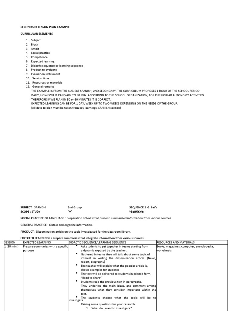 Secondary Lesson Plan Example PDF | PDF | Lesson Plan | Bibliography