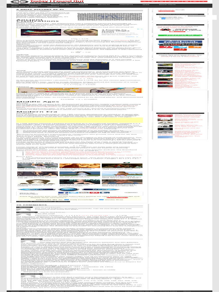 Brief History of Pi | PDF | Pi | Universe