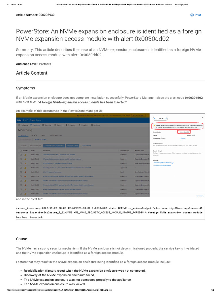 PowerStore - An NVMe Expansion Enclosure Is Identified As A Foreign NVMe Expansion Access Module ...