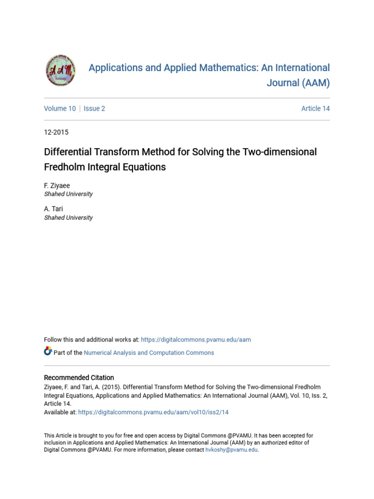 Differential Transform Method For Solving The Two Dimensional Fredholm