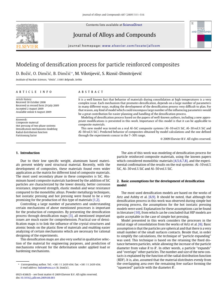 Modeling of Densification Process For Particle Reinforced Composites ...