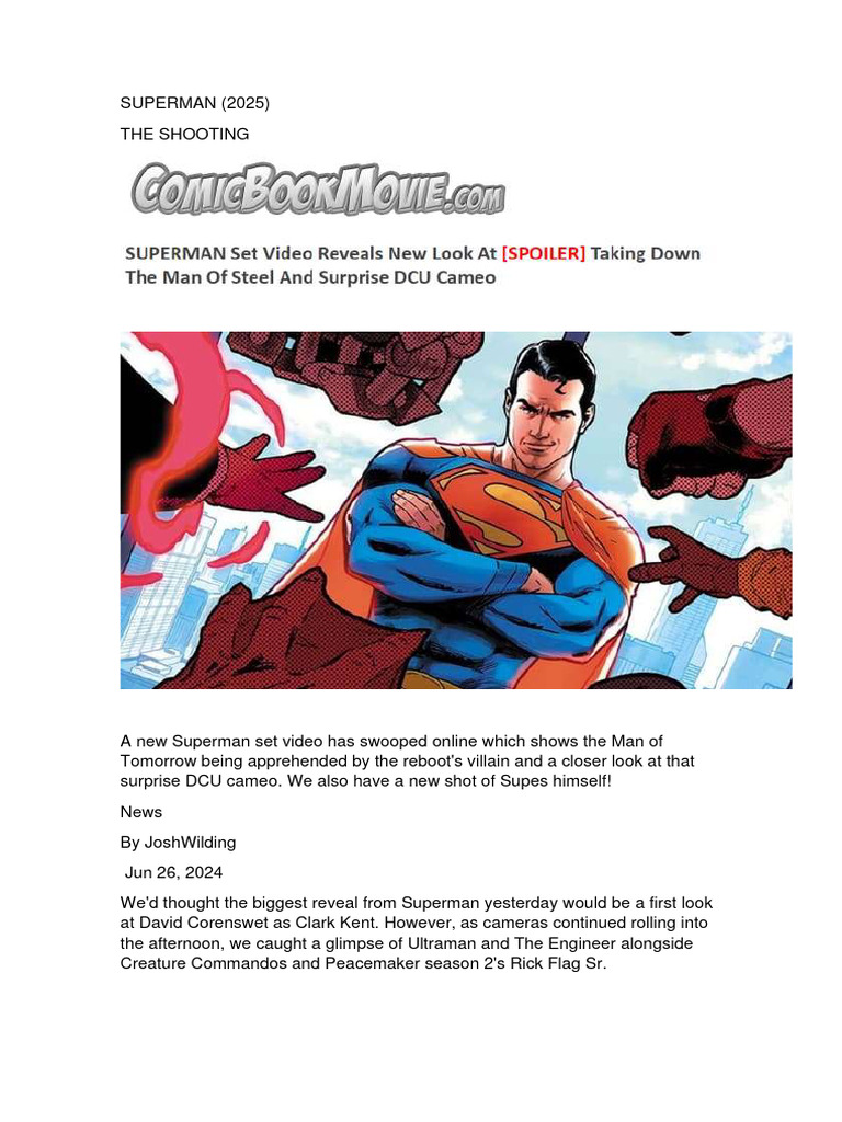 SUPERMAN MOVIE (2025) SHOOTING PART 1 | Download Free PDF | Superman ...