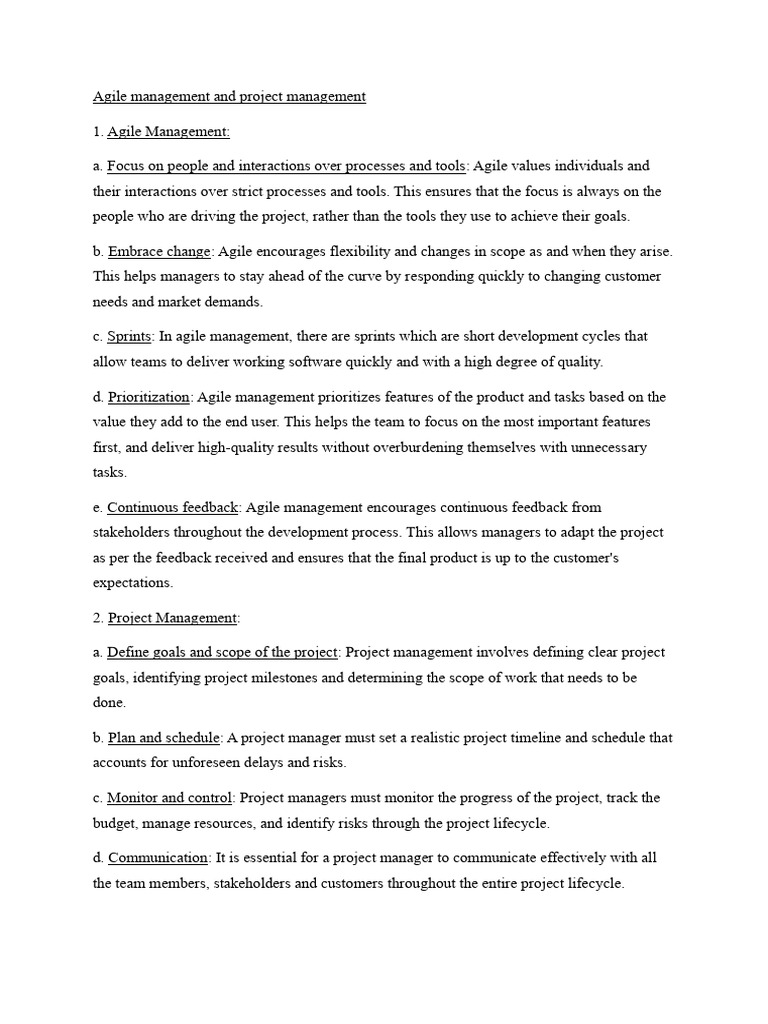 Agile Management And Project Management Pdf