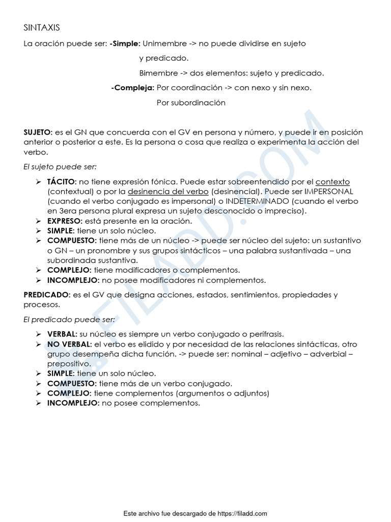 2do Parcial Resumen Sintaxis y Morfologia | PDF | Verbo | Adverbio