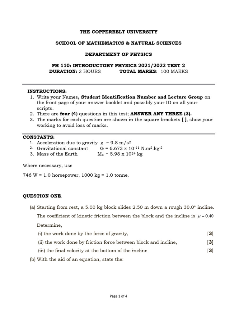 PH 110 Test2 - 2022 | PDF | Collision | Force