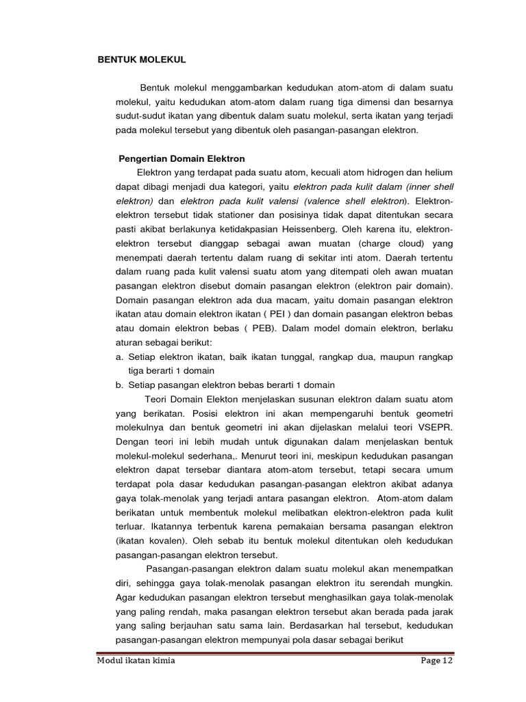 Modul Bentuk Molekul | PDF