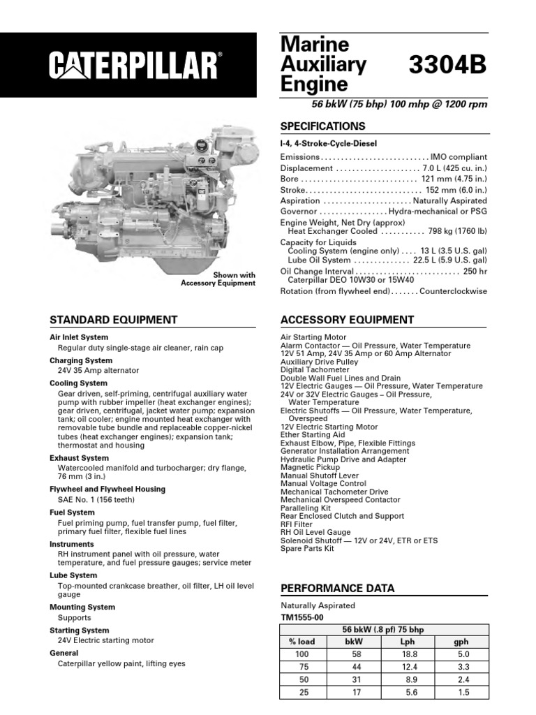 Cat 3304B DINA Auxiliary | PDF | Pump | Horsepower