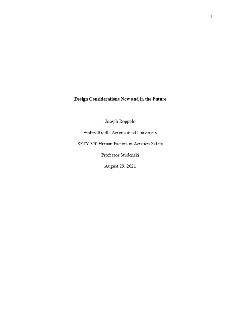 Joseph Roppolo 8.2 Design Considerations Now and in The Future ...