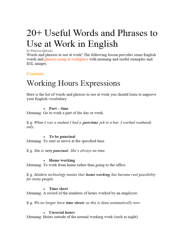 Essential Workplace English Phrases | PDF | Salary | Working Time