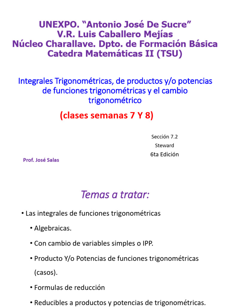 2integrales de Producto y Potencias de Func Trigonometricas Sem - 2023 - 1 - VF | PDF ...