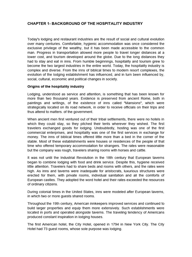 Origins and Background of Hospitality | PDF | Franchising | Hotel