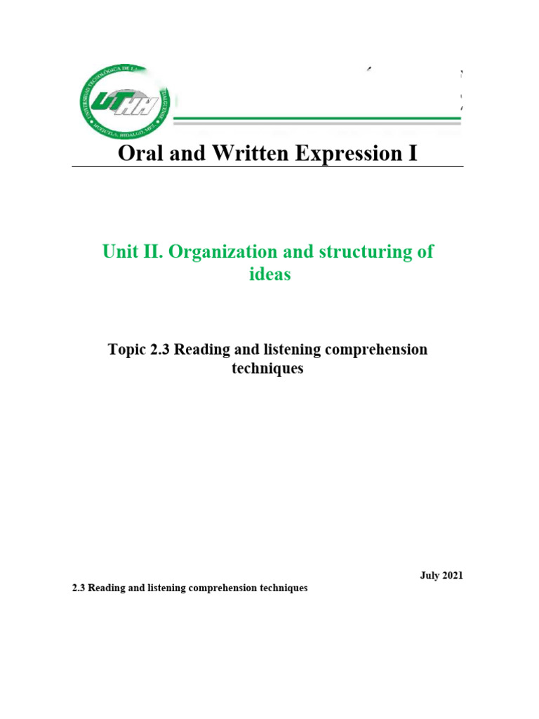 Reading and Listening Comprehension Techniques | PDF | Reading Comprehension | Cognition