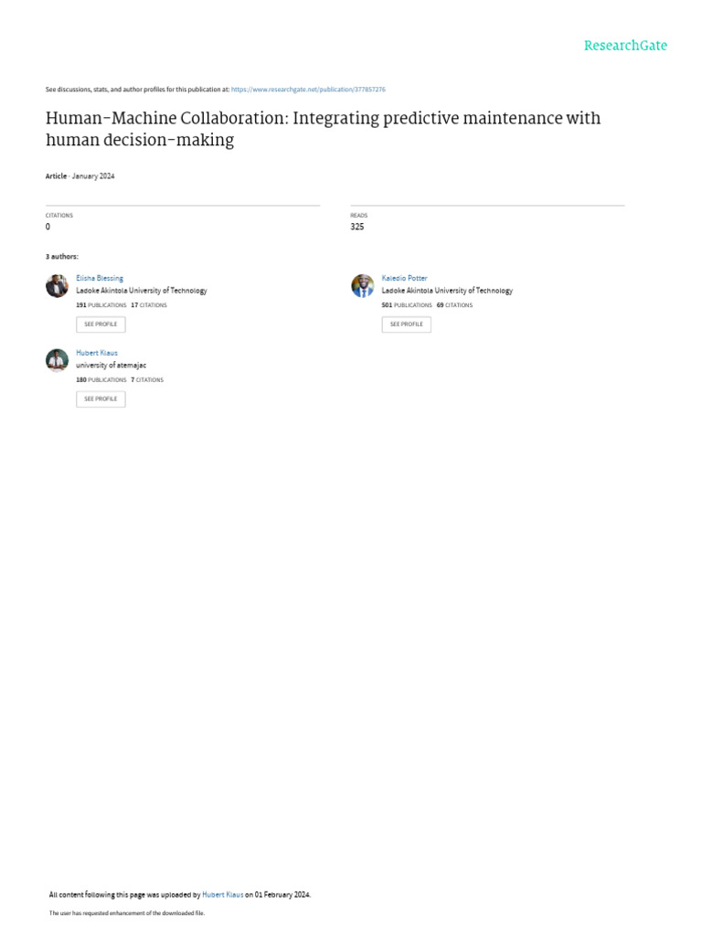 Human-Machine Collaboration: Integrating Predictive Maintenance With ...