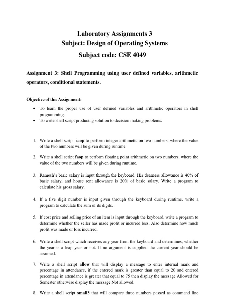 Lab Assignment-3 - DOS (CSE4049) | PDF | Arithmetic | Command Line Interface