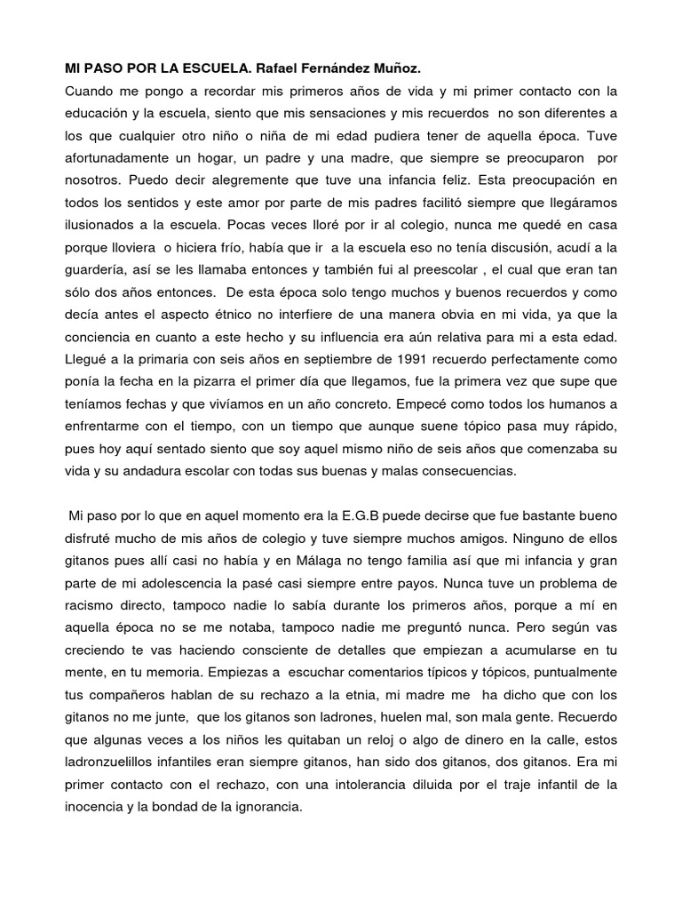 Recuerdos de mi vida escolar gitana | PDF | Sociedad | Pueblo romaní
