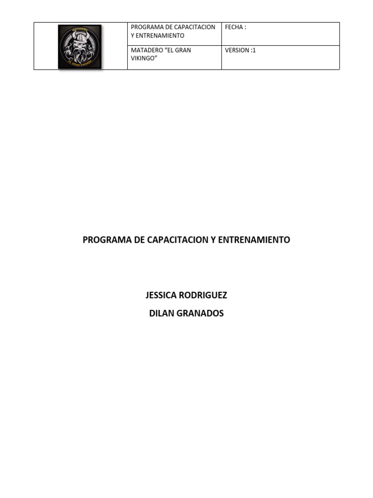 PROGRAMA de Capacitacion y Entrenamiento | PDF | Creación de capacidad