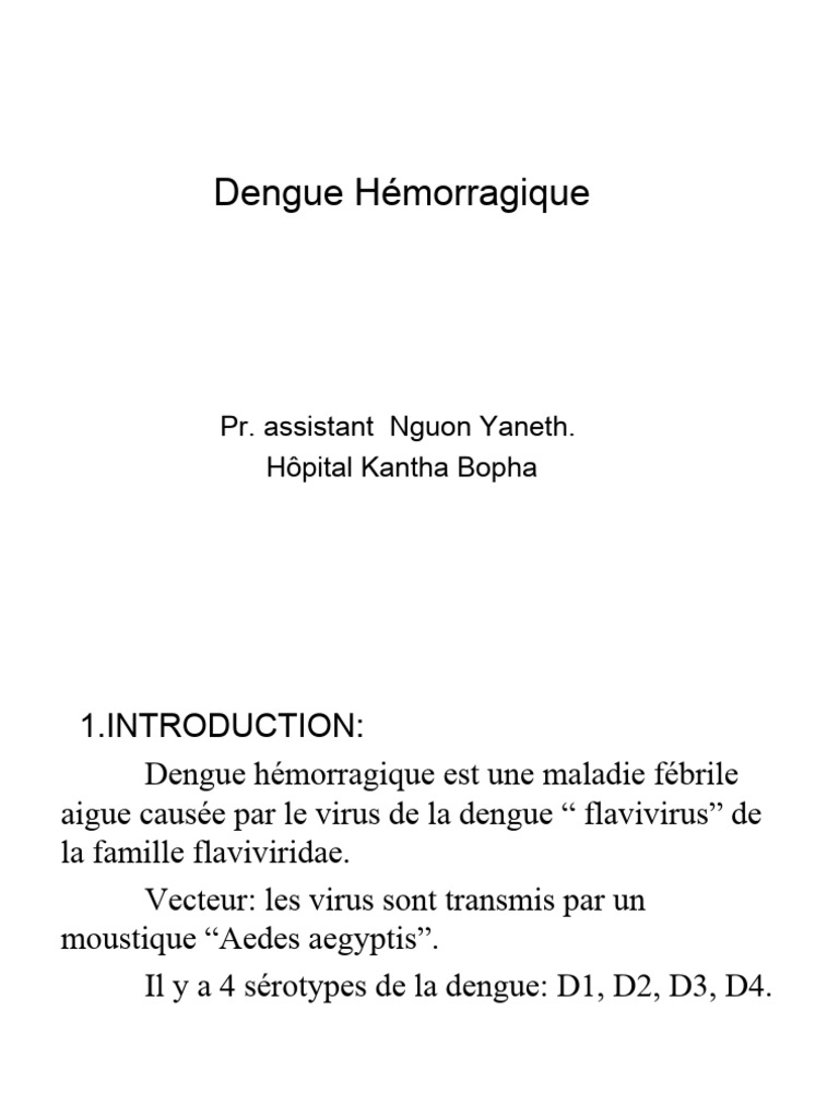 Comprendre la Dengue Hémorragique | PDF | Médecine clinique | Maladies ...