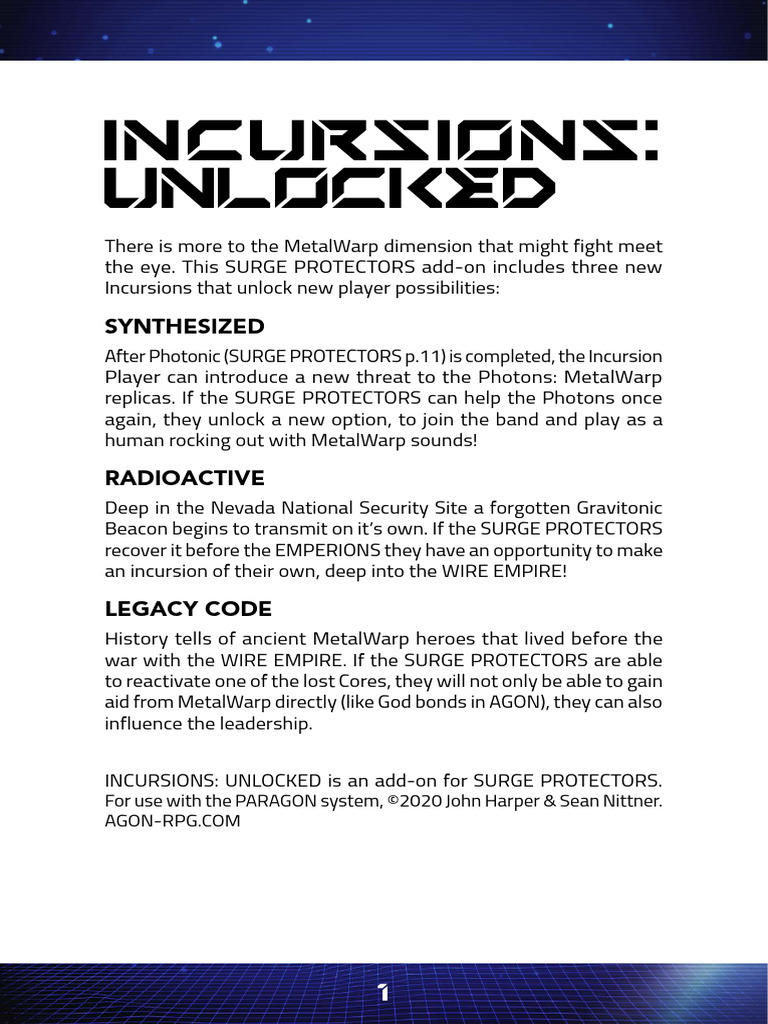 SurgeProtectors - Paragon - Playset Incursions Unlocked 1.0 | PDF