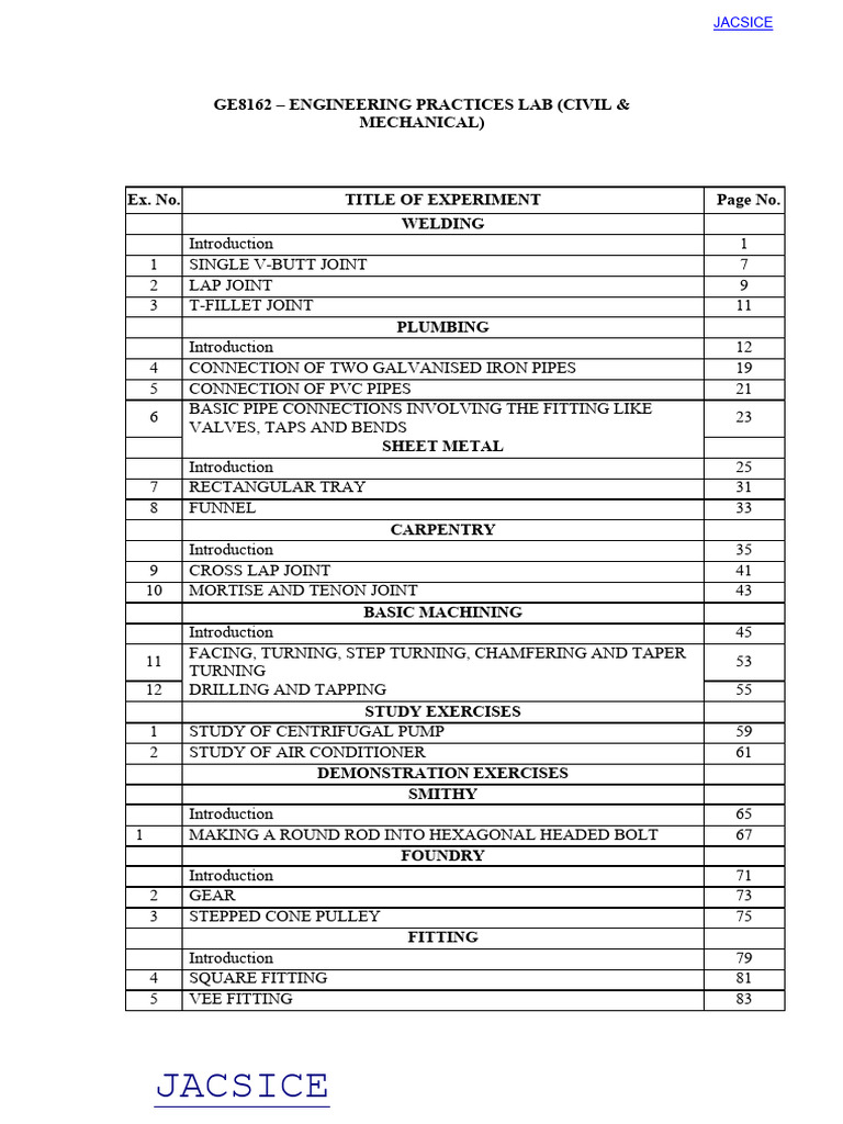 GE8162 EPL Manual | PDF | Welding | Construction